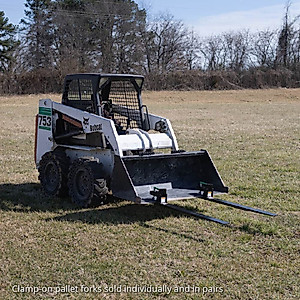 Titan Attachments Single Heavy-Duty 60" Clamp-on Pallet Fork, 47" x 4" Fork Length, Rated 6,000 LB, Easy to Install on Loader or Skid Steer Bucket