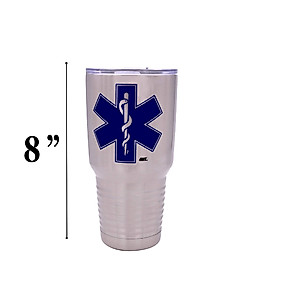 Rogue River Tactical EMT EMS Star of Life 30 Ounce Travel Tumbler Mug Cup w/Lid Paramedic Gift Ambulance