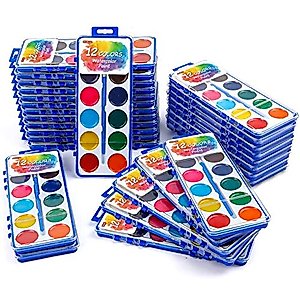 Shuttle Art 12 Colors Watercolor Paint Set Bulk, Pack of 30, Watercolor Paint Set with Paint Brushes for Kids and Adults, Washable Paint for Classroom, Parties, Kindergarten and Art Activities