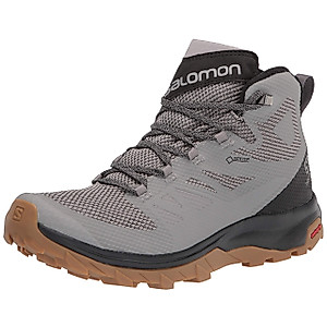 Salomon Outline Mid Gore-TEX Hiking Boots for Men, Frost Gray/Black/Alloy, 10.5