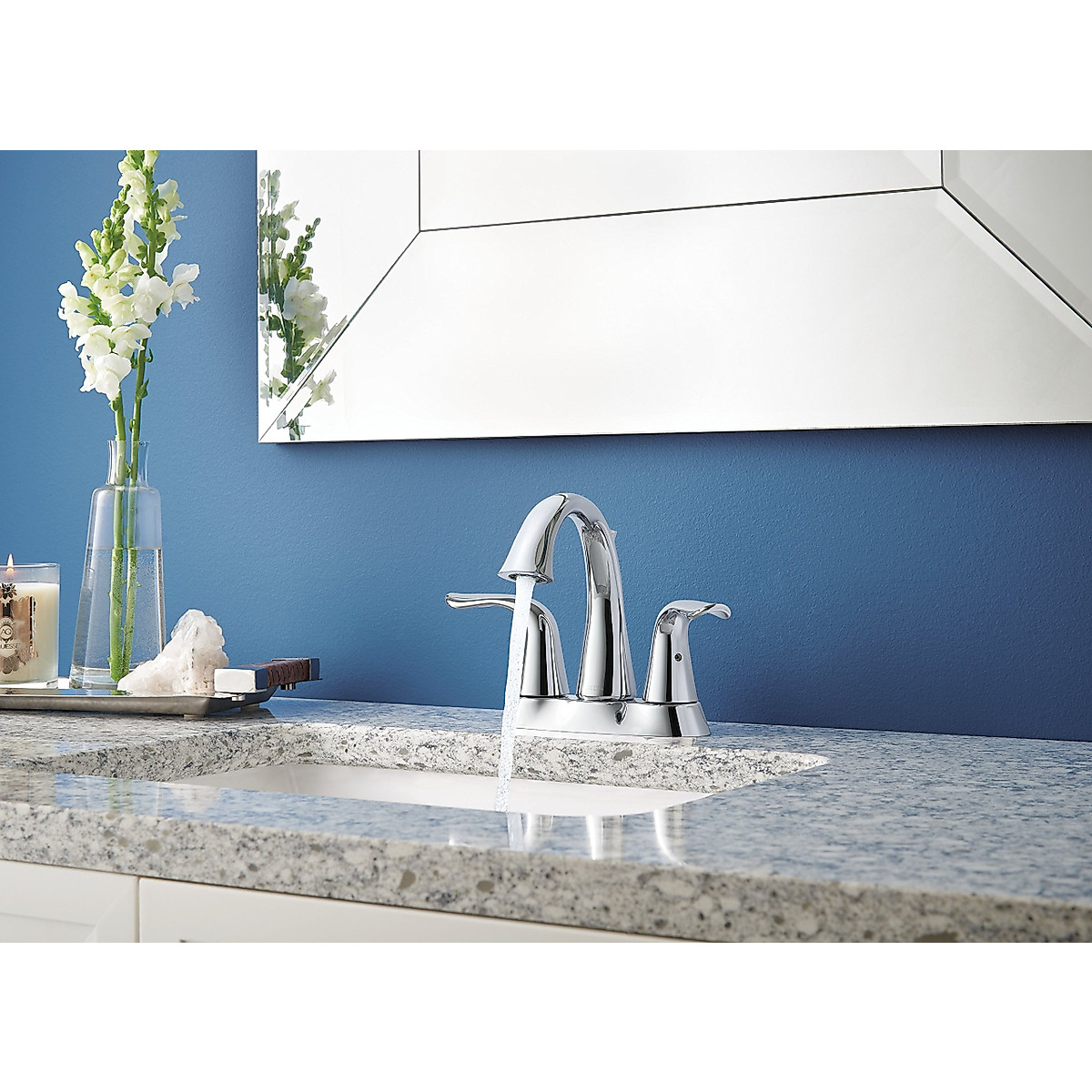 Delta Faucet Lahara Centerset Bathroom Faucet Chrome, Bathroom Sink Faucet, Diamond Seal Technology, Metal Drain Assembly, Chrome 2538-MPU-DST