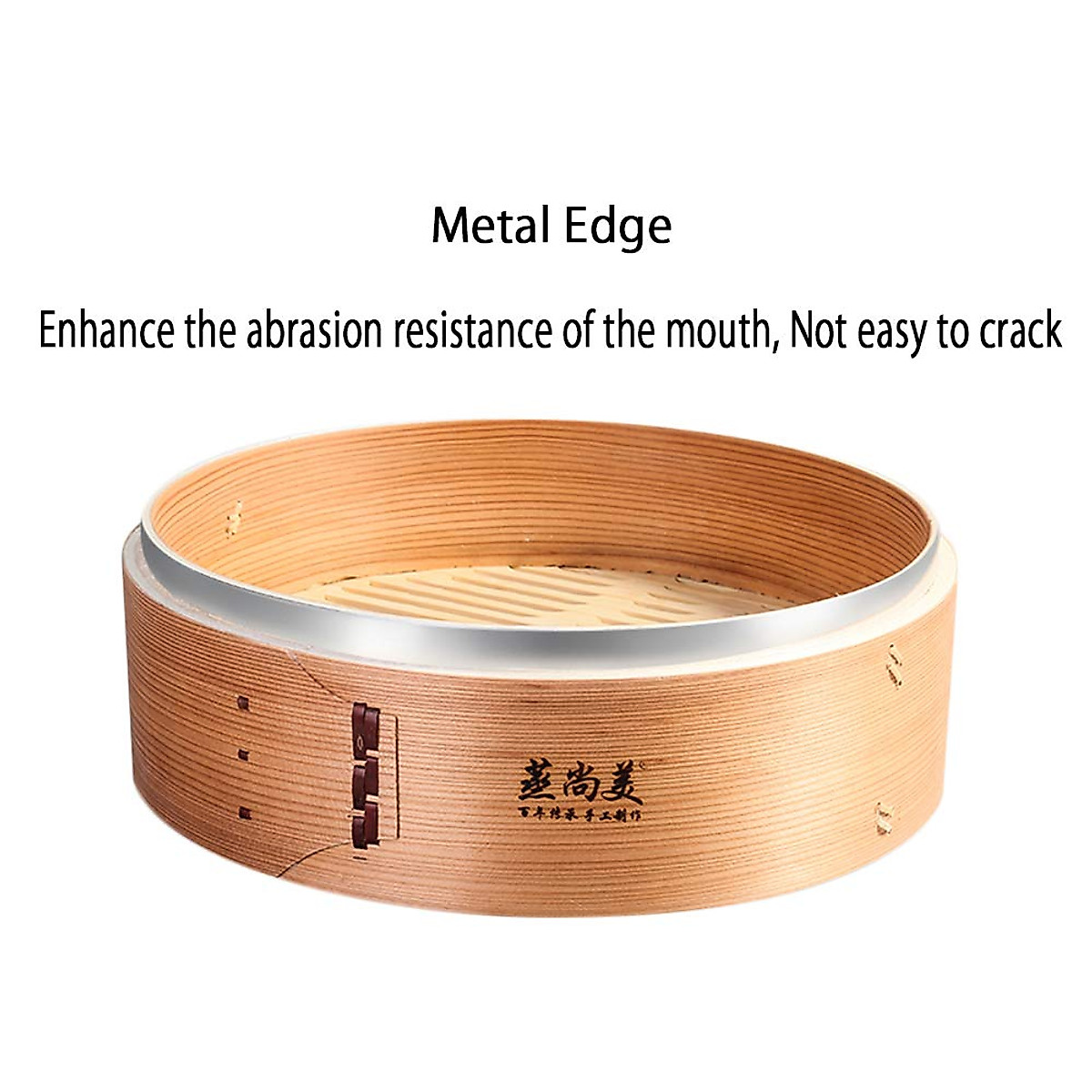 Hcooker Deepen 3 Tier Kitchen Wood Steamer with Stainless Steel Banding for Asian Cooking Buns Dumplings Vegetables Fish Rice