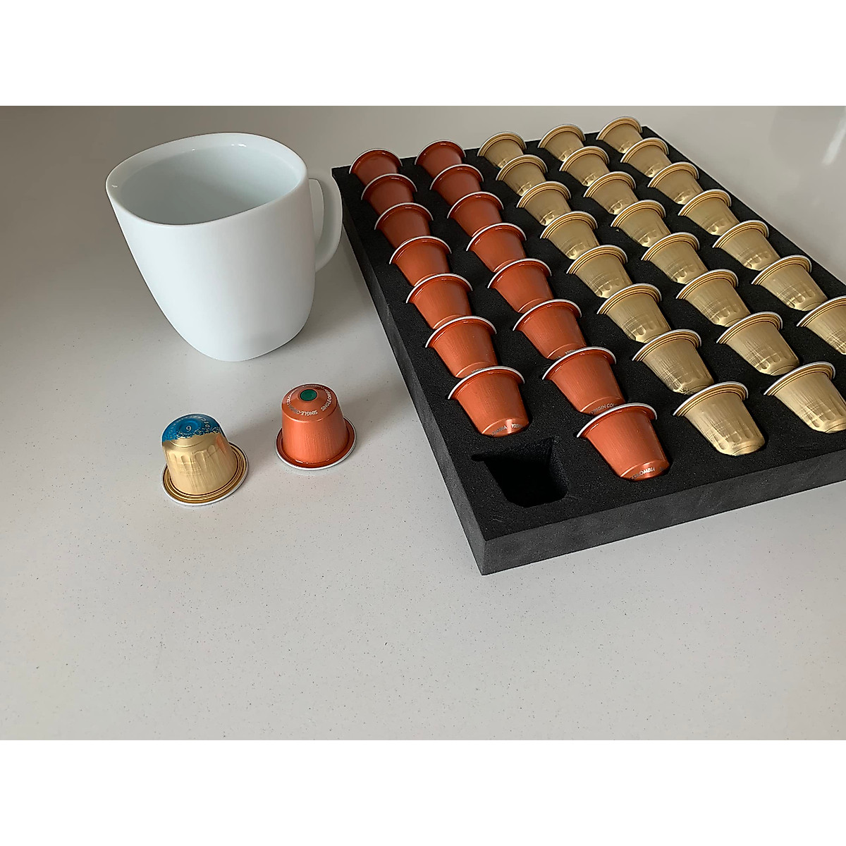Coffee Pod Storage Tray, Organizer Compatible with Nespresso Original For Drawer or Countertop 40 Capsule Capacity