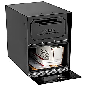 Architectural Mailboxes 6200B-10 Oasis Classic Locking Post Mount Parcel Mailbox with High Security Reinforced Lock,Black,18.00 x 15.00 x 11.50 inches