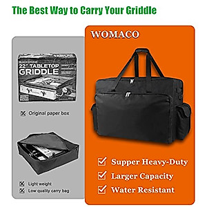 WOMACO 22 inch Griddle Carry Bag for Blackstone 17 & 22 Griddle with Hood Lid and Stand, Water-Resistant Outdoor Griddle Bag Case