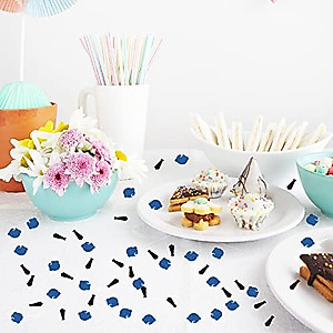 Halodete Boss Baby Confetti - Boy Birthday Party Table Decorations - Baby Shower Gender Reveal Confetti - Baby Boy 1st Birthday Table Scatter Confetti Decorations - Black Blue Glitter, 120pcs