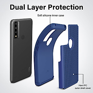 NTZW for TCL 30 XE 5G Case: Drop Protective Military Grade Armor Case Cover | Sturdy Anti-Slip Grip & Shock-Proof Silicone TPU Bumper | Dual-Layer Heavy Duty Protection Phone Case - Blue