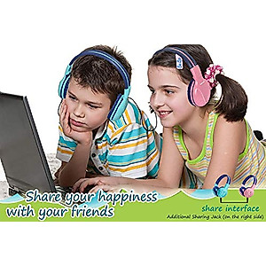 SIMOLIO Bluetooth Kids Headphones Volume Limited,Kids Safe Headphone with Share Jack, Wireless Headphones for Kids, Bluetooth Kids Headsets for iPad/iPhone/Kindle/Tablets/Car and Gift for Girls (Pink)