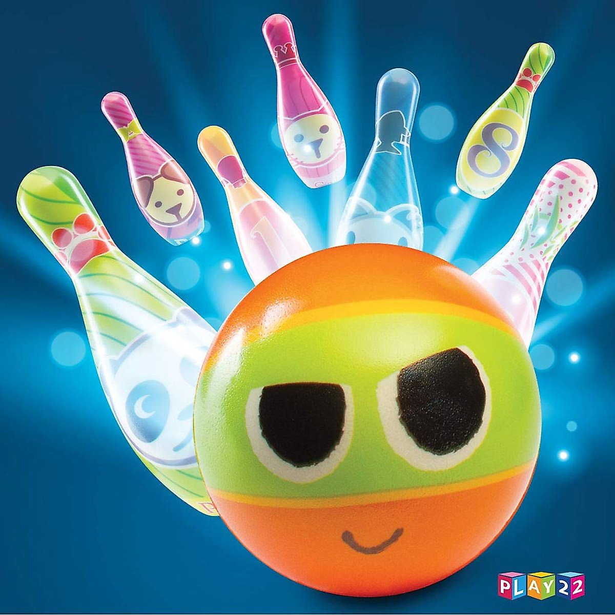 Play22 Kids Bowling Set with Carrying Bag - Colorful 12 Piece Toy Bowling Set - Sturdy Soft Foam Set - Includes 10 Pins and 2 Balls – Childrens Bowling Set & Toddler Bowling Set - Original