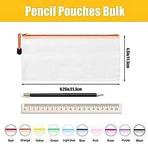 EOOUT 20pcs Mesh Zipper Pouch, Pencil Pouches Bulk, 9.5×4.5 Inch, Pencil Case Bulk Pencil Bags, 10 Colors, for Bills, Cash, Cosmetics, Travel Storage, School and Office Supplies Organization