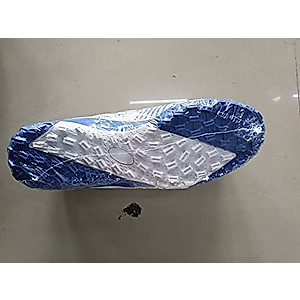 WINGFAI Men's Soccer Shoes Cleats Professional High-Top Breathable Athletic Football Shoes Outdoor/Indoor Professional Futsal Football Training Sneakers White-Blue 4 US