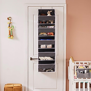 YOUDENOVA Over the Door Organizer, 5-Shelf Door Storage for Bathroom, Dorm, College, Hanging Door Organizer, Baby Organizer for Diapers 1 Pack, Grey