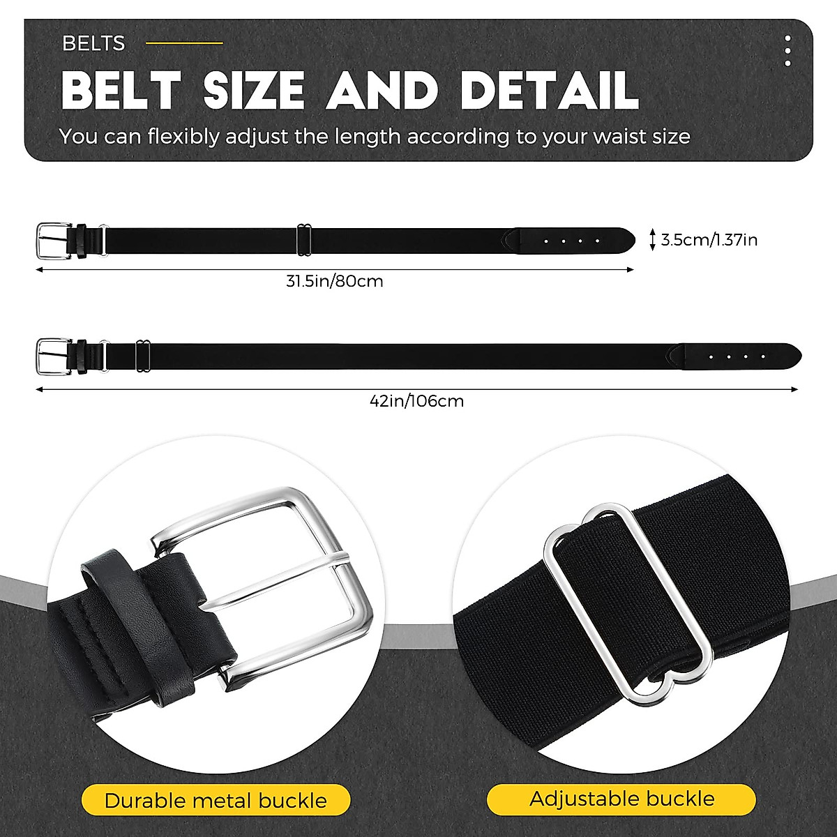 SATINIOR 3 Pairs of Baseball Socks &amp; 3 Belts Combo Youth &amp; Adult Baseball/Softball Belt &amp; Socks Combo Set (Black, S/M) Small-Medium