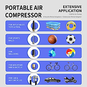 JF.EGWO Portable Car Jump Starter with Air Compressor, 1000 AMP Lithium Car Jump Starter for Up to 8.5L Gas or 8.0L Diesel Engine, 150 PSI Tire Inflator Pump, USB Charging Ports and 2 LED Light