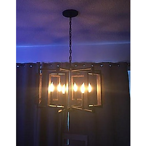 Home Decorators Collection 6-Light Aged Bronze Pendant with Wood Accents