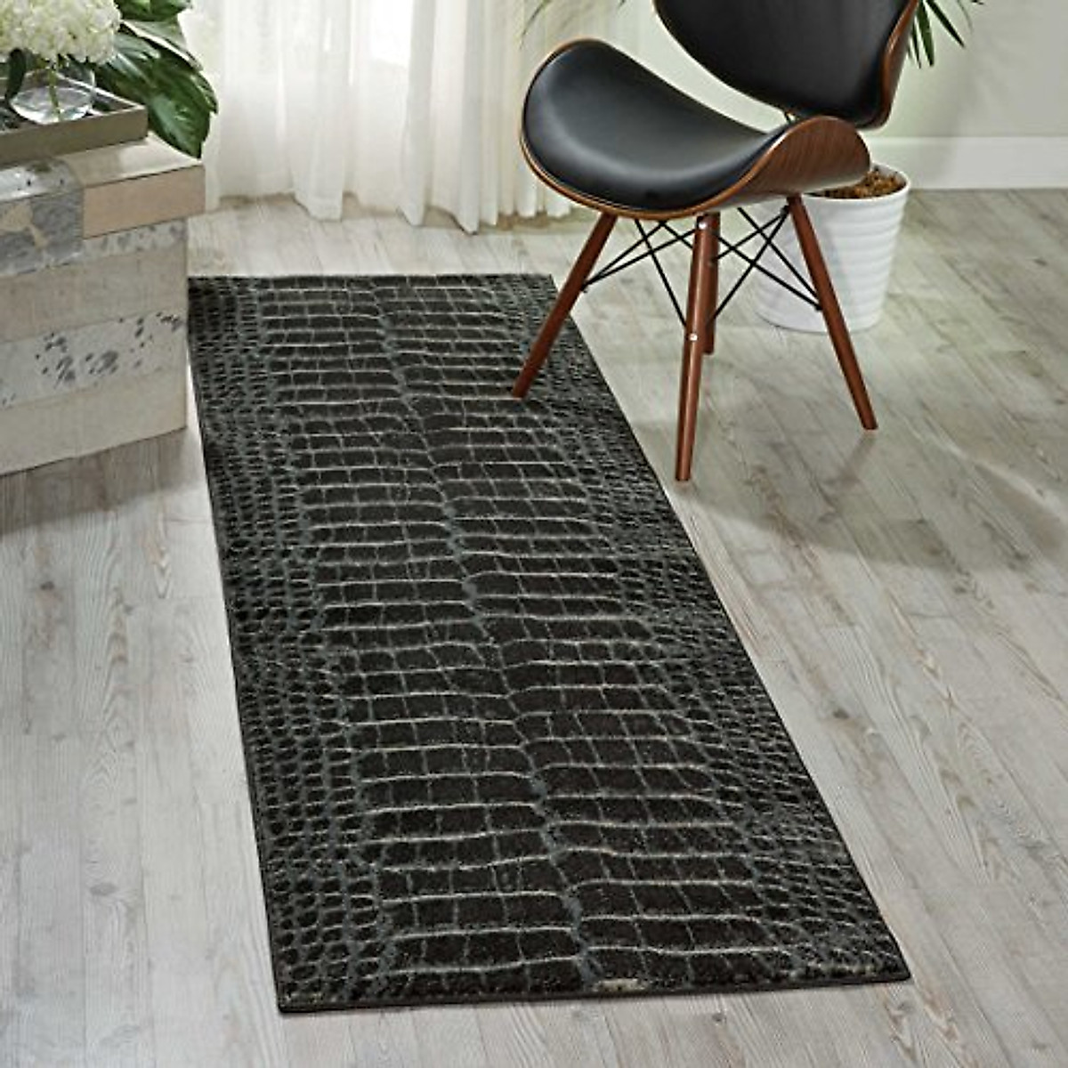 Nourison Maxell Nourison Charcoal 2'2" x 7'6" Area -Rug, Easy -Cleaning, Non Shedding, Bed Room, Living Room, Dining Room, Kitchen (2x8)