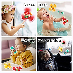 YLTTZH 3 Pcs/Set Toddler Toys Suction Cup Fidget Spinner Toys for Babies 1 2 3,Toddlers Suction Fidget Spinning Toys for Babies,Bath Teething Airplane Window Travel Sensory Toys for Toddler Baby 1-3
