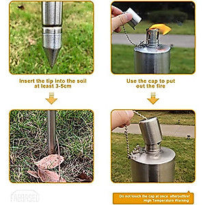 Oil Torch Lamp Torch for Patio/Garden/Lawn/Backyard - 55 inch - Stainless Steel - Fiber Glass Wick - Set of 4 Pieces-Outdoor Oil Lamp for Citronella
