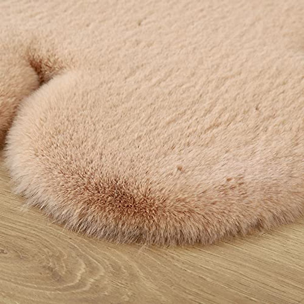 Area Rug, Bear Shape Ultra Soft Natural Faux Rabbit Fur Rug, Shaggy Shag Area Rugs, Luxury Fluffy Carpet Rugs for Living Room, Bedroom, Bed Side,Orange-18 x24