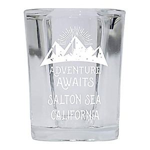 Salton Sea California Souvenir Laser Engraved 2 Ounce Square Base Liquor Shot Glass Adventure Awaits Design
