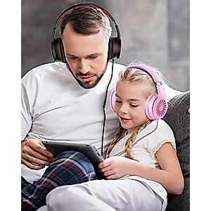 ELECDER i45 On-Ear Headphones with Microphone - Foldable Stereo Bass Headphones with No-Tangle 1.5M Cord, 3.5MM Jack, Portable Wired Headphones for School/Kids/Teens/Smartphones/Travel/Tablet - Red