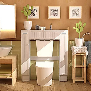 Giantex Over The Toilet Storage Cabinet with 2 Doors and Adjustable Shelves, Over-The-Toilet Rack Bathroom Shelf with Paper Holder, Freestanding Bathroom Storage Over The Toilet for Small Space, White