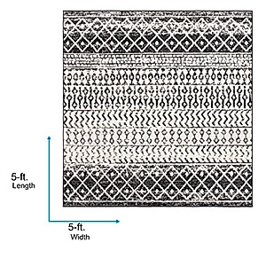 Artistic Weavers Chester Boho Moroccan Area Rug,5' Square,Black