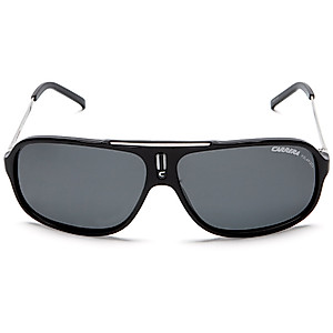 Carrera Cool/S Polarized Pilot Sunglasses, Black and Palladium Frame/Grey Lens, 65 mm