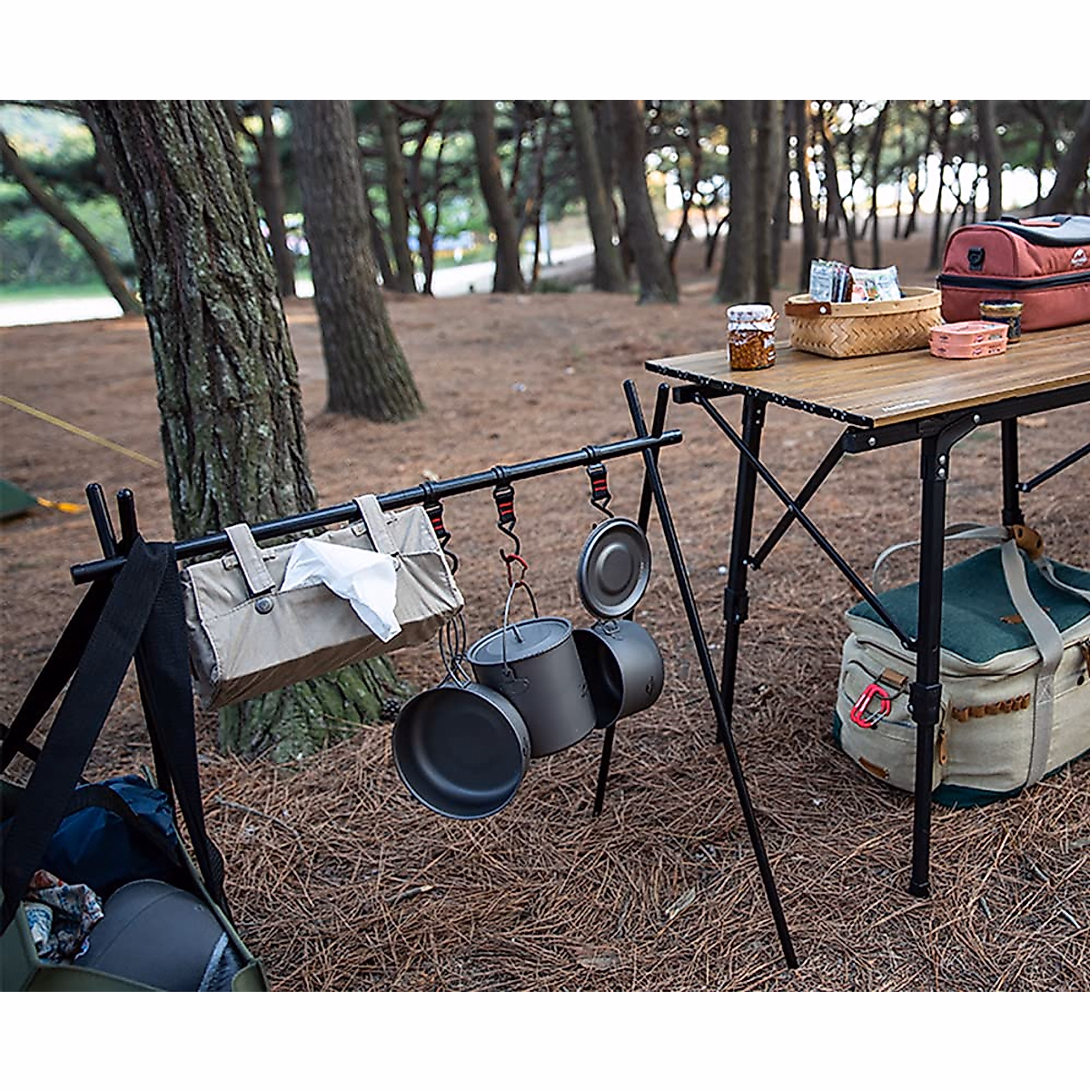 phsmoo Folding Hanging Rack Travel Camping Shelf Triangle Rack Assembly Storage Picnic Rack