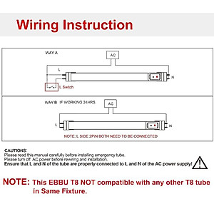 E2 LIGHTING 4ft T8 LED Bulbs, LED Fluorescent Tube Replacement 4ft, T8 LED with Emergency Battery, 5 CCT Tunable 27K-50K, 6W, 120-277V, Ideal for Office and Warehouse-5 Pack