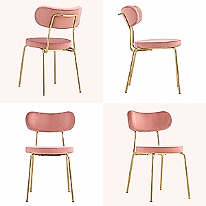 ivinta Stackable Dining Chair Set of 4, Modern Pink Velvet Chairs with Golden Legs, Mid Century Side Chairs for Dining Room, Living Room, Bedroom, Kitchen, Armless Vanity Accent Chair for Small Space