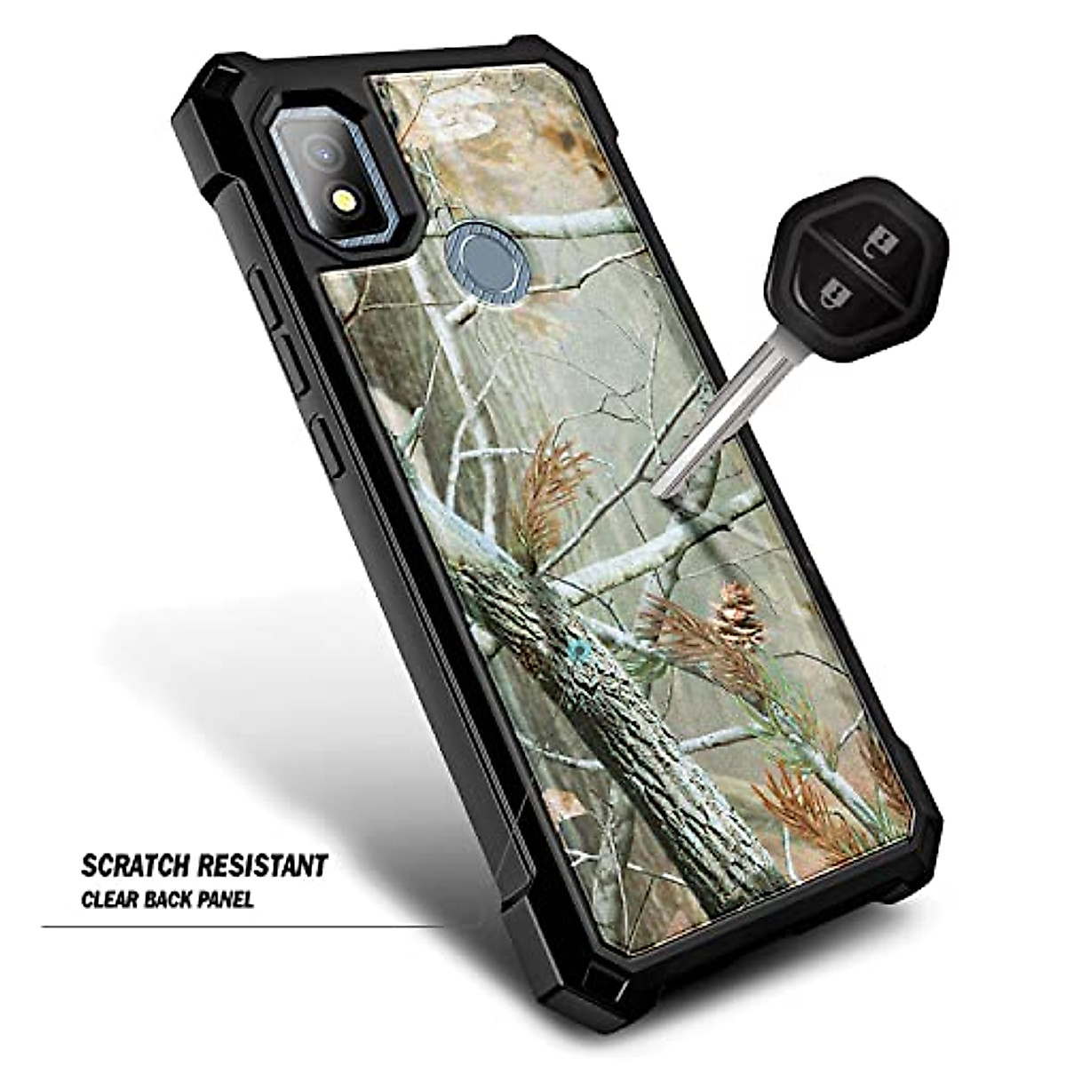 NZND Compatible with Cricket Icon 4 Case with [Built-in Screen Protector], Full-Body Protective Shockproof Rugged Bumper Cover, Impact Resist Durable Phone Case (Camo)