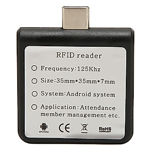 Mobile Phone Card Reader 125Khz Type - C Phone Reader ID Mobile Phone Card Reader Type C Interface 125Khz Portable Card Reader for Phones White Phone Reader USB C Card Reader