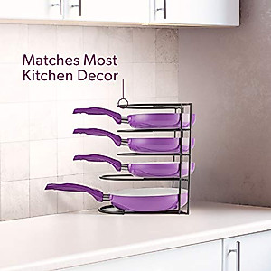 Mindspace Pan Organizer Rack, Pot lid Organizer for Cabinet Storage, Pantry Organizer, Pot Lid Organizer Rack for Kitchen Counter | 5-Tier Heavy-Duty Pan Rack | The Wire Collection, Black