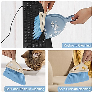 Brosay Mini Dustpan and Brush Set Portable Small Broom with Dust Pan Handheld Hangable Whisk Broom and Dust Pan for Home, Kitchen, Table, Office, Car 1 Pcs (Blue)