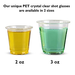 Plastic Shot Glasses 2 Oz - Disposable mini Jello Shot Cups, Party Tumblers For Condiments, samples, Sauce, (100 Cups)