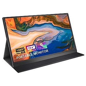 Portable Monitor, Hamtysan 15.6 Inch Laptop Monitor 1920×1080 Full HD USB C HDMI Second External Monitor for Laptop PC Phone PS4/5 Xbox Switch, Built-in Speaker Included Smart Cover & Screen Protector