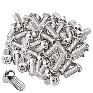KINJOEK 50 Packs 5/16-18 x 3/4 Inch Button Head Socket Cap Screws, Allen Socket Drive, 304 Stainless Steel 18-8, Full Thread, Bright Finish, Heavy Duty Machine Hexagon Screw Drive