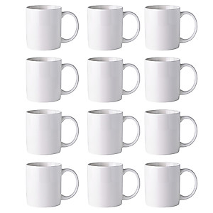 GBHOME 12 OZ Off White Coffee Mugs, Ceramic Coffee Mugs with Large Handle for Man, Woman, Light Weight Coffee Mugs Set of 12 for Latte/Cappuccino/Cocoa/Milk, Dishwasher & Microwave Safe