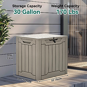 YITAHOME 31 Gallon Outdoor Storage Box, Resin Deck Box and Waterproof Package Delivery Box for Gardening Tools, Pool Supplies, Patio Furniture, Lockable, Taupe
