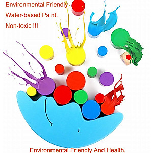 HWD Wooden Stacking Blocks Balancing Games, Moon Equilibrium Puzzles Toy, Preschool Early Educational Parent-Child Interaction Sorting Games for Toddler, Kids, Children