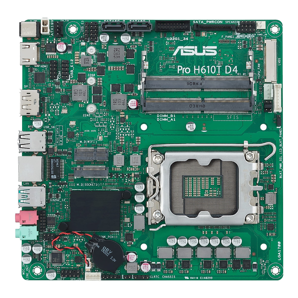 ASUS Pro H610T D4-CSM LGA 1700(Intel 12th Gen&Intel vPro)TCO-optimized Commercial Motherboard (PCIe 4.0,DP,LVDS,SO-DIMM DDR4,USB 3.2 Gen 2,M.2 E slot,Q-LED Core, ASUS Control Center Express)