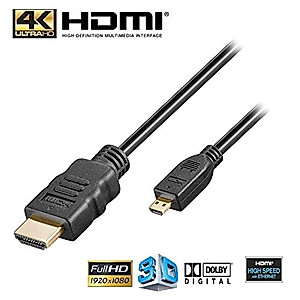 Master Cables Extra Long 10 Foot Micro HDMI HD Video Cable for Go Pro - Hero 3, Hero 4, Hero 5, Hero 5 Black, Hero 5 Session, All Hero 6 and All Hero 7, Hero Fusion and Hero 8