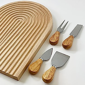 Charcuterie Board Set - Cheese Board and Knife Set - 4pc Cheese Knife Set - Cheese Boards Charcuterie Boards - Decorative Serving Trays Board for Charcuterie - Wood Charcuterie Boards