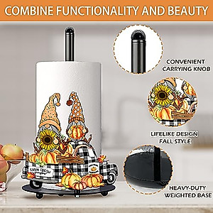 Fall Paper Towel Holder, Autumn Kitchen Decor, Farmhouse Fall Gnomes Kitchen Decor Accessories Paper Towel Holder Stand, Metal Fall Decorations for Home Bathroom, Large Towel Stand for Countertops