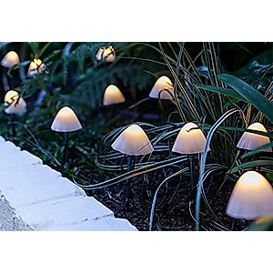 Mushroom String Lights Solar 12FT 12 LEDs Pathway Lights Waterproof Mushroom LED Fairy Lights Outdoor Mini Ground Plug Light for Christmas Yard Patio Gazebo Garden Party Landscape Light, Warm White
