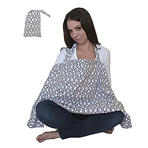 LK Baby Nursing Cover for Breastfeeding Privacy Soft 100% Cotton in Grey White