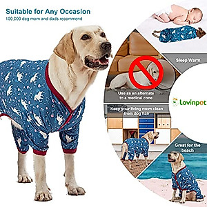 LovinPet Large Dog Pet Shirt - Undershirt for Dog Coats, Anti Licking, Pet Anxiety Relief Onesie, Floral Pony Navy Print, Large Breed Dog Clothes, Large Dog Jammies, Pet PJ's/Large