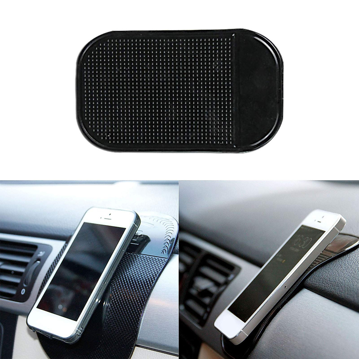Antislip Car Dash Sticky Pads Cell Phone Dashboard Holder Non-Slip Mat HeatResistant Magic Antislip Mat for Cell Phone, CD, Electronic Devices, Keys, Sunglasses Black