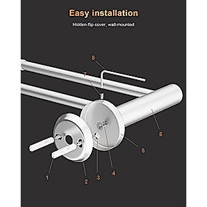 Adjustable Double Bath Towel Bar 23.6 to 42 Inch, ZUEXT Brush Nickel Finished Stainless Steel Towel Holder, Expandable Wall Mounted Towel Rail for Bathroom Kitchen Washroom,1" Tube Towel Rail Racks